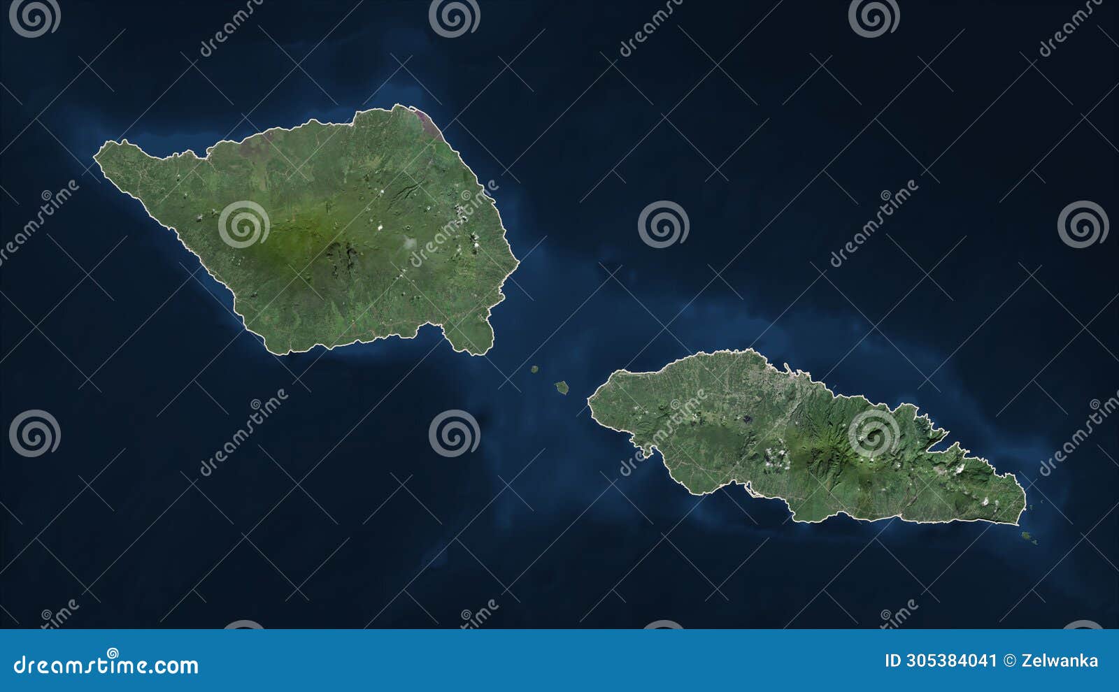 Samoa Outlined. Low-res Satellite Stock Illustration - Illustration of ...