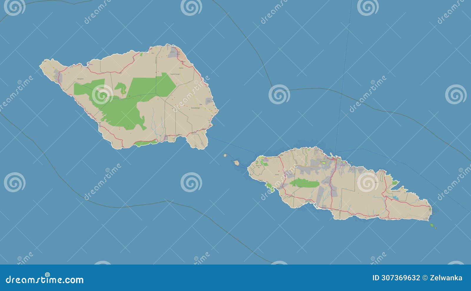 Samoa Outlined. Topo German Stock Illustration - Illustration of region ...