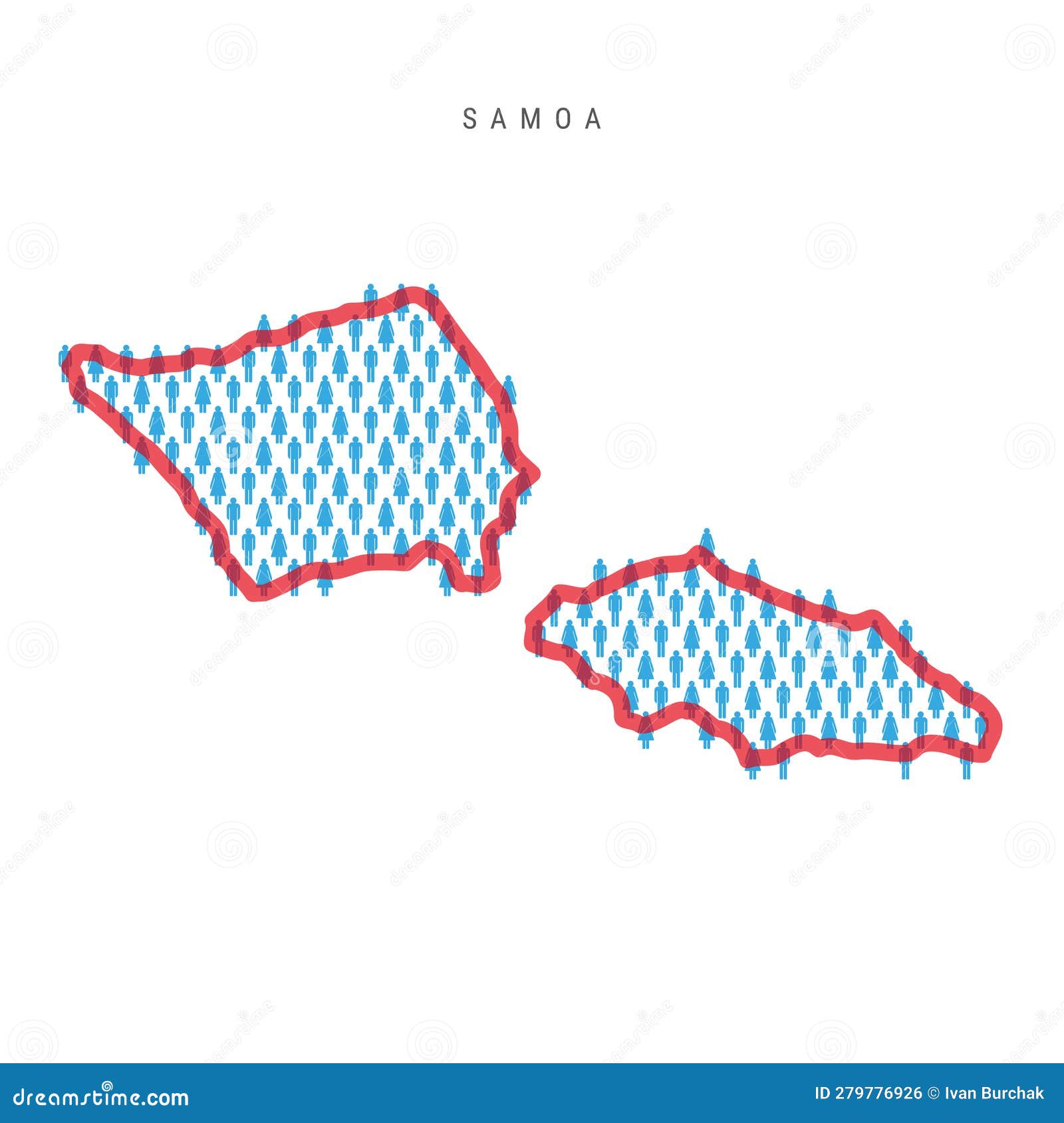 Samoa Population Map. Stick Figures Samoan People Map. Pattern of Men ...