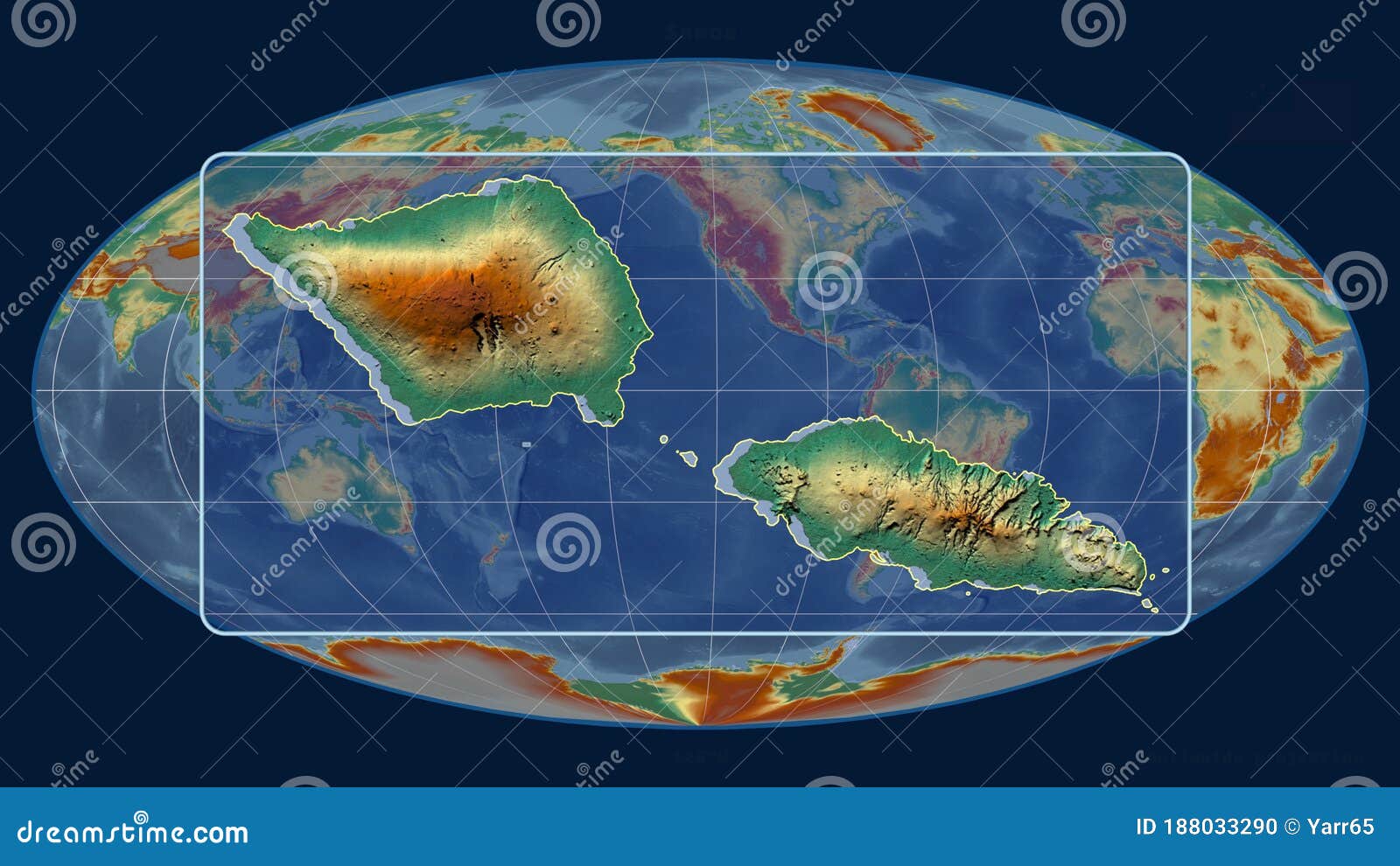 Samoa - Relief. Mollweide, Centered Stock Illustration - Illustration ...