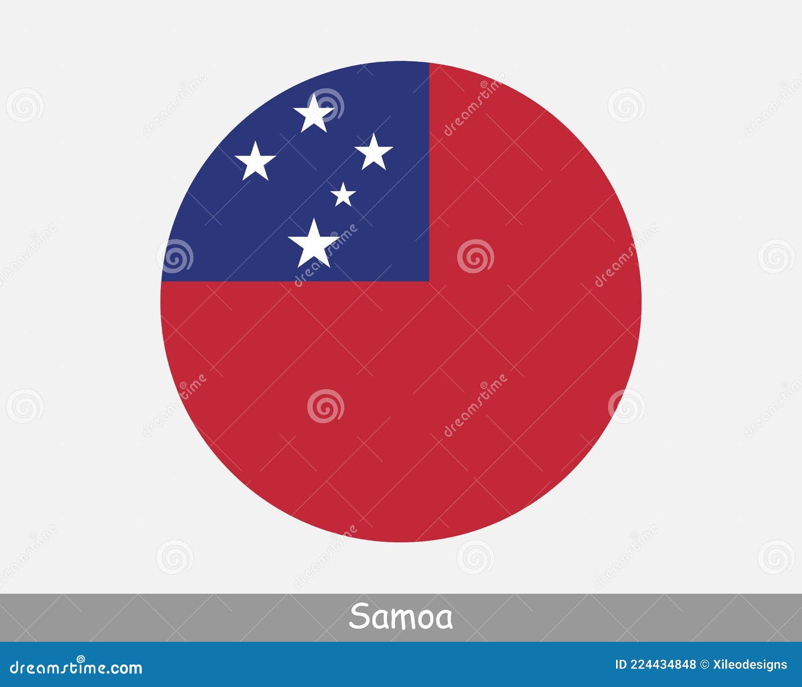 Samoa Round Circle Flag. Samoan Circular Button Banner Icon Stock ...
