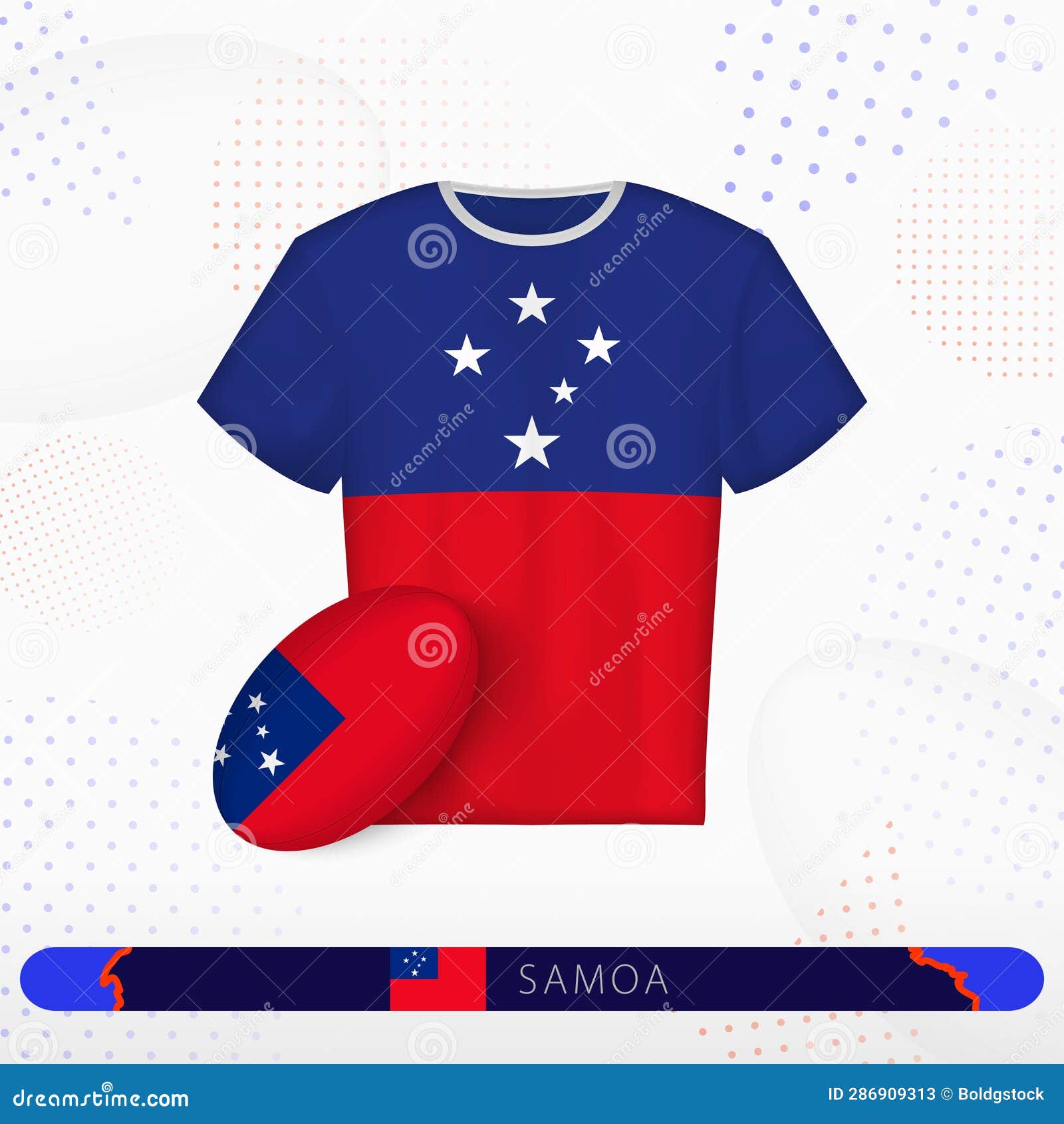 Samoa Rugby Jersey with Rugby Ball of Samoa on Abstract Sport ...