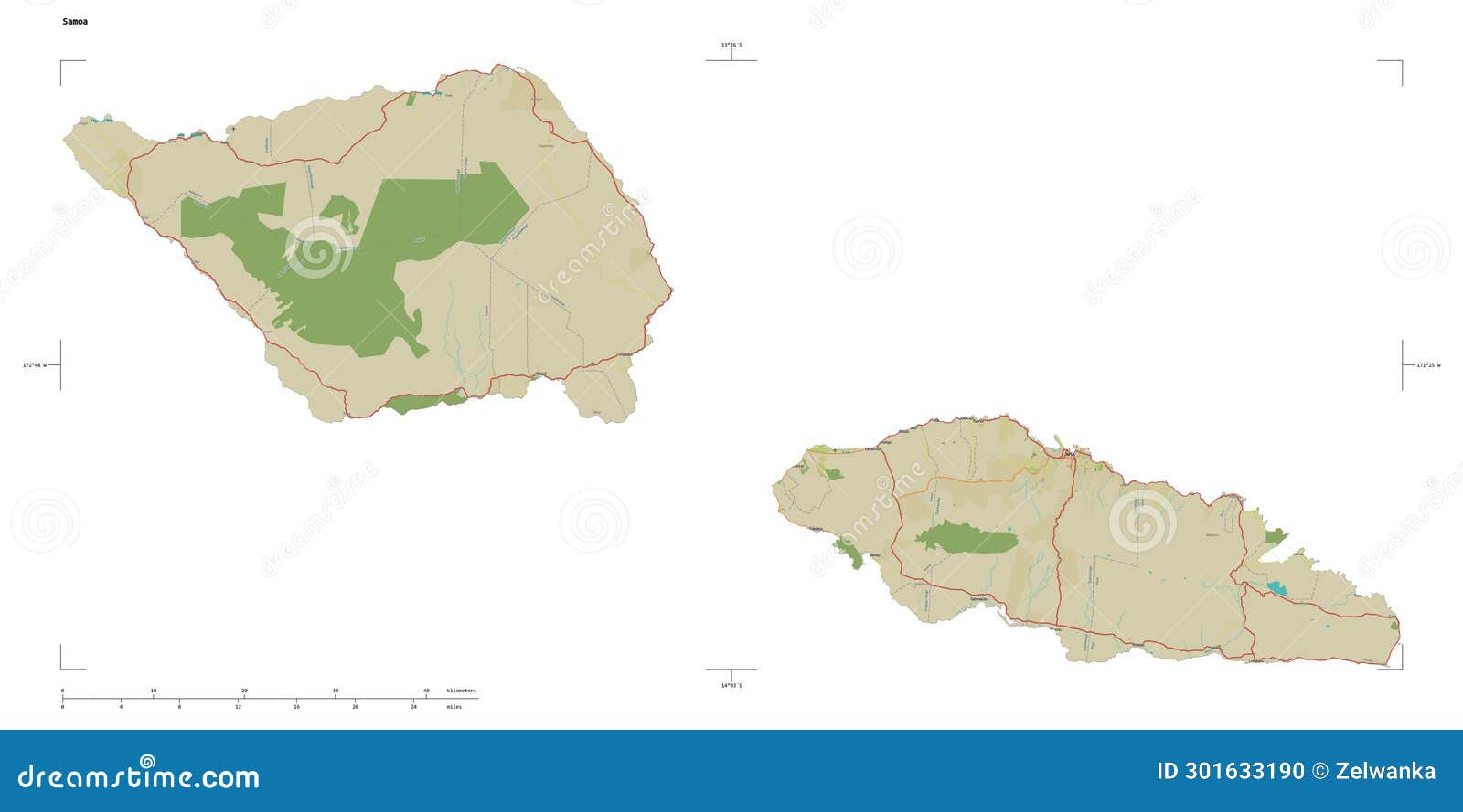 Samoa Shape on White. Topo Humanitarian Stock Illustration ...