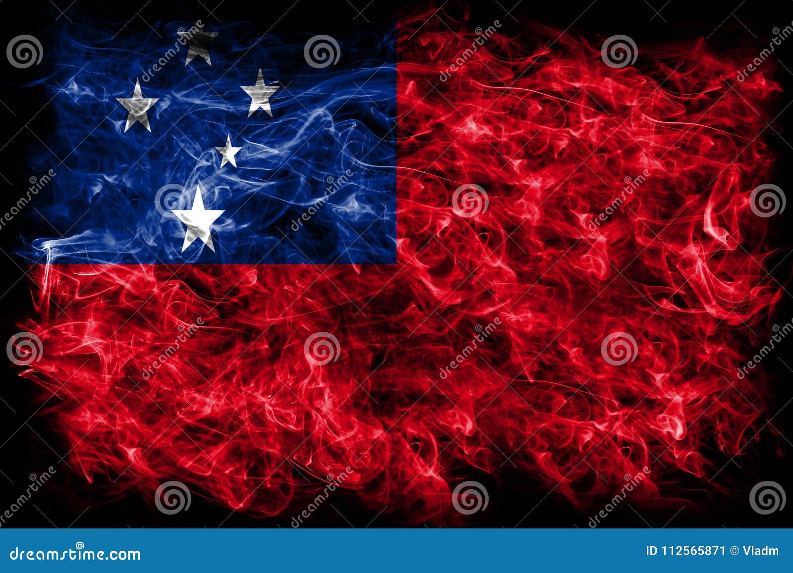 Samoa Smoke Flag on a Black Background Stock Illustration ...