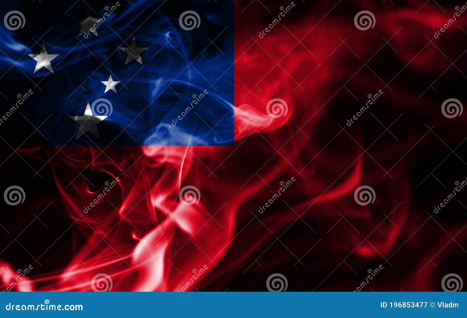 Samoa Smoke Flag, Flag on a Black Background Stock Illustration ...