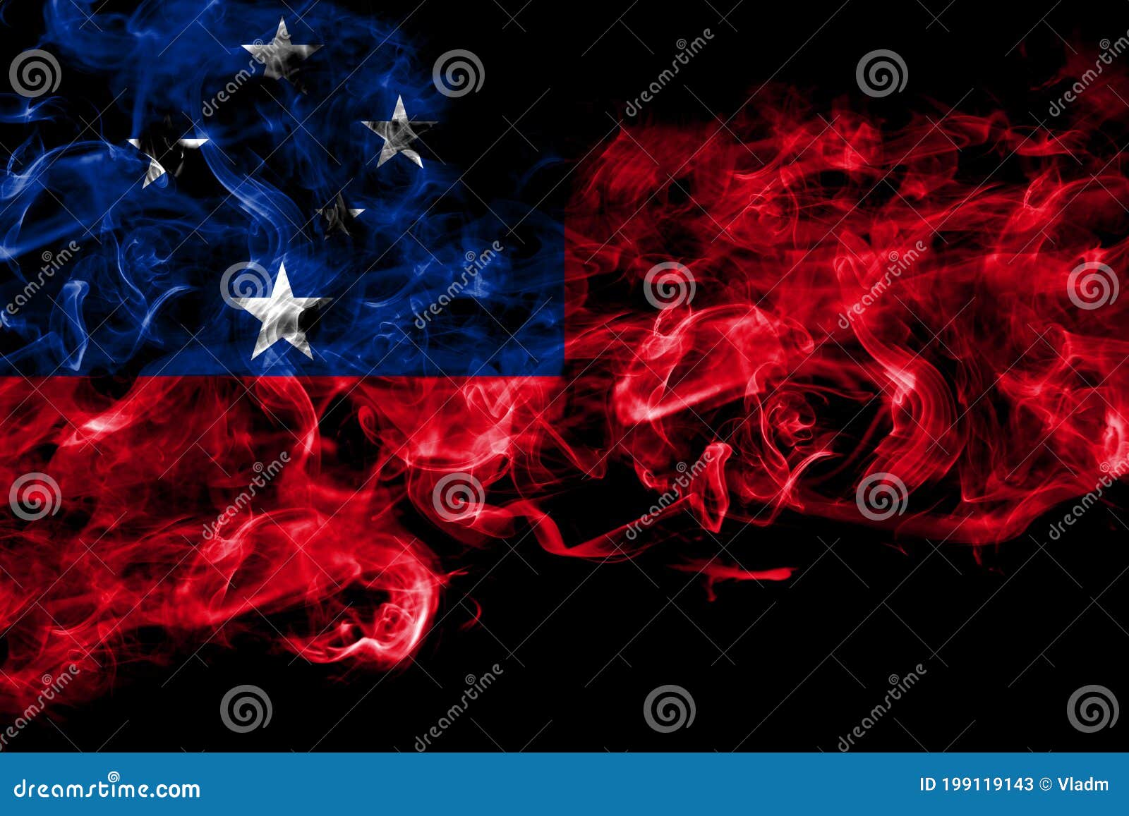 Samoa Smoke Flag Isolated on Black Background Stock Illustration ...