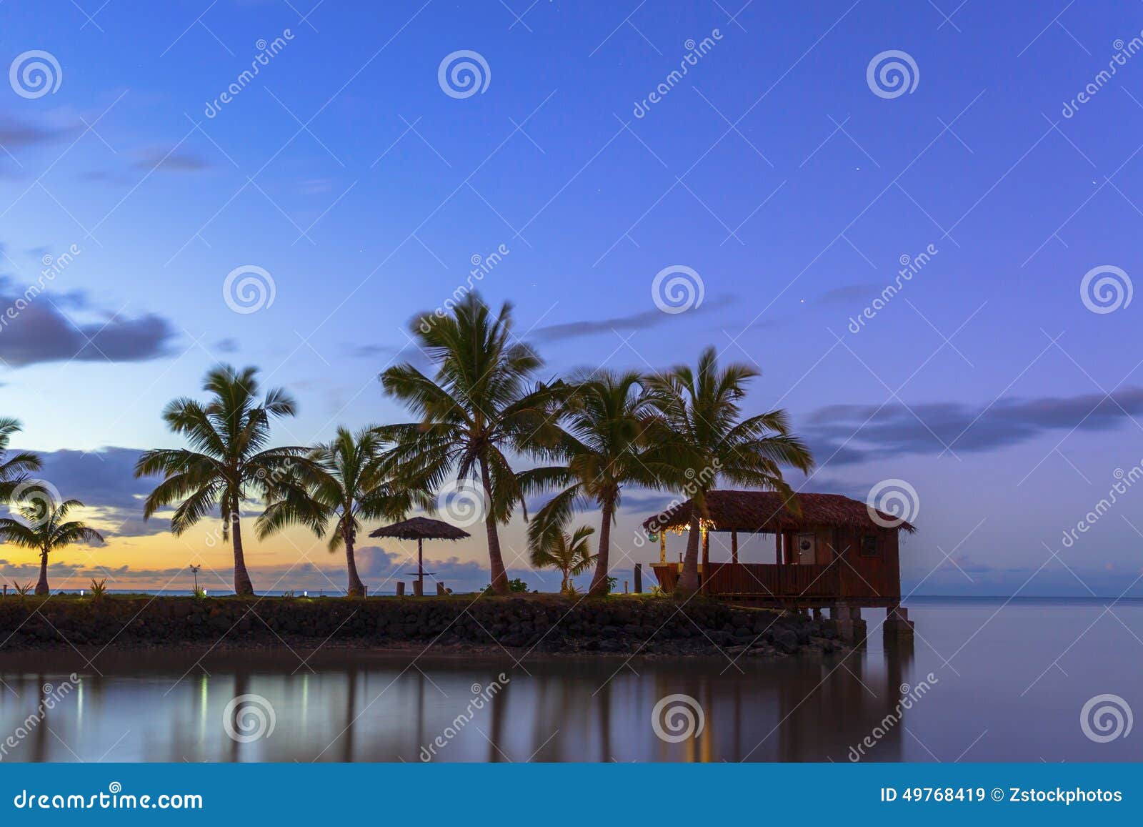 Samoa at sunset stock image. Image of tropical, house - 49768419