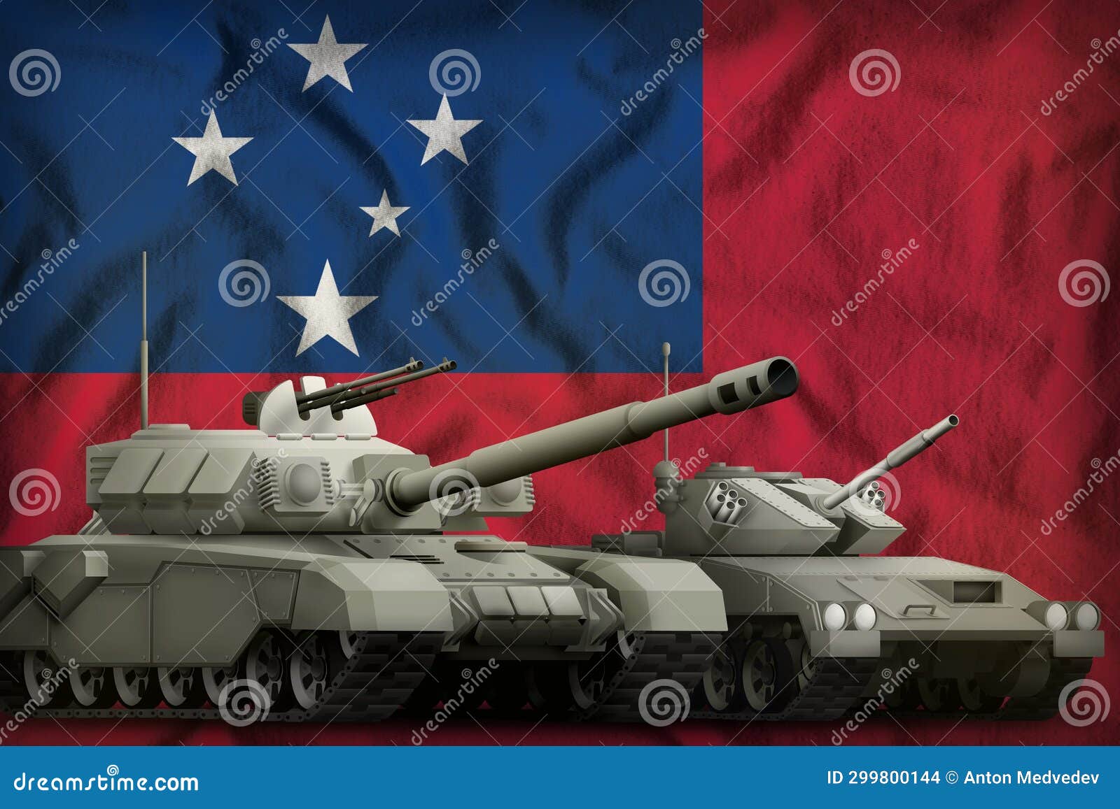 Samoa Tank Forces Concept on the National Flag Background. 3d ...
