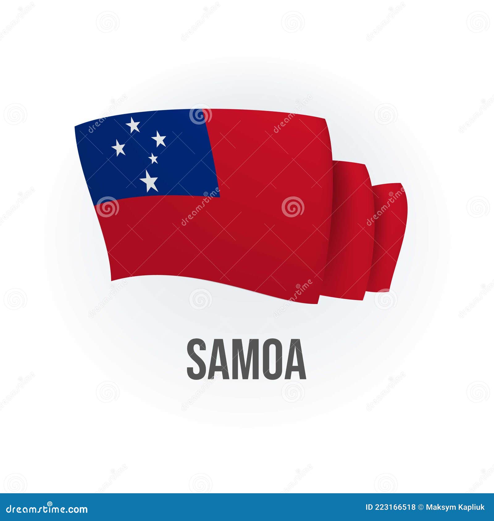 Samoa Vector Flag. Bended Flag of Samoa, Realistic Vector Illustration ...