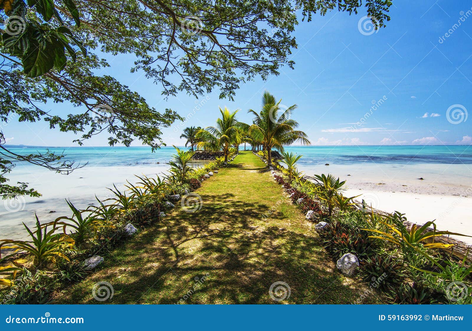 Samoan Beach Wharf stock photo. Image of grass, tropical - 59163992