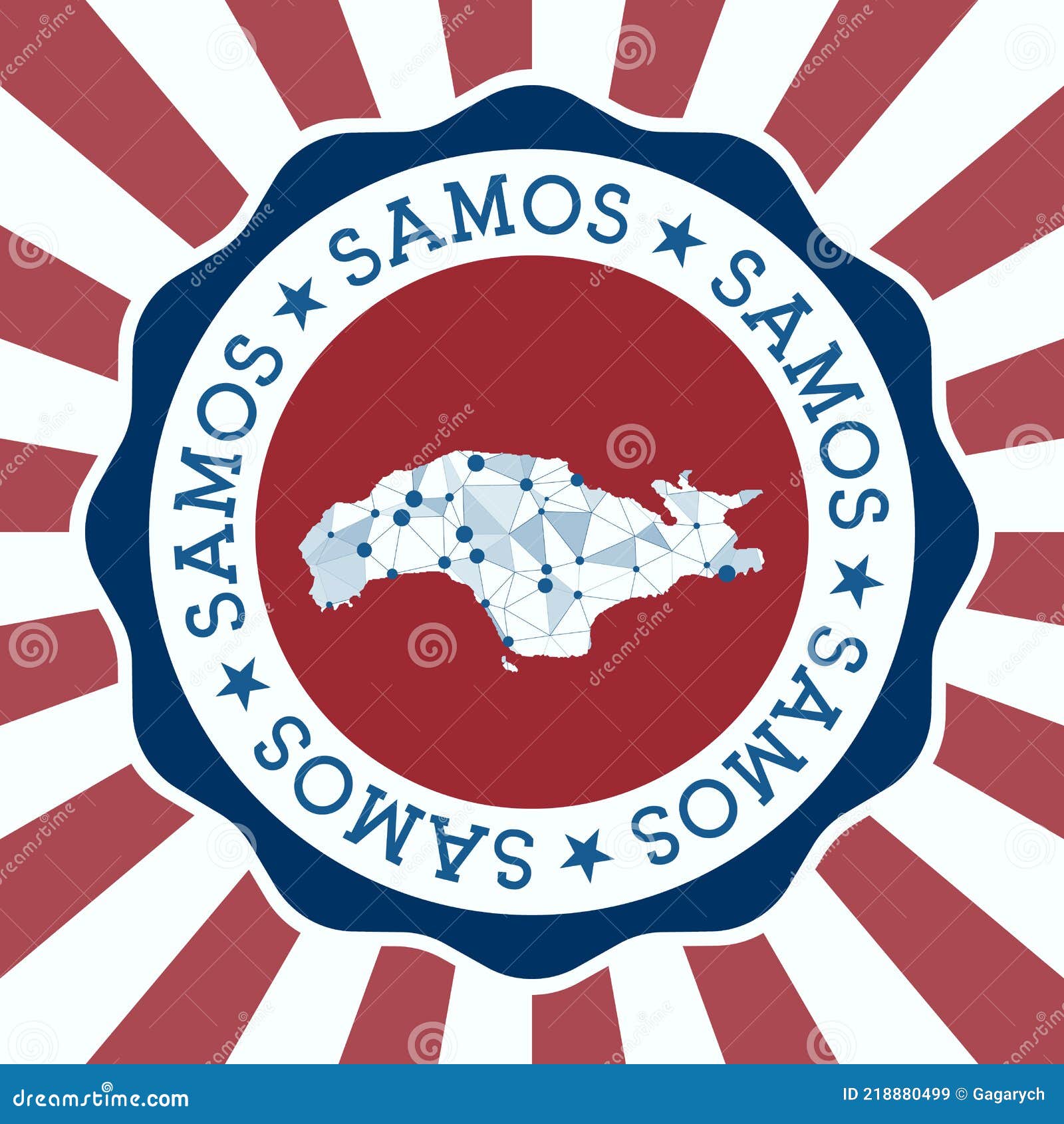 Samos Round Rubber Stamp With Island Map.. Cartoon Vector ...