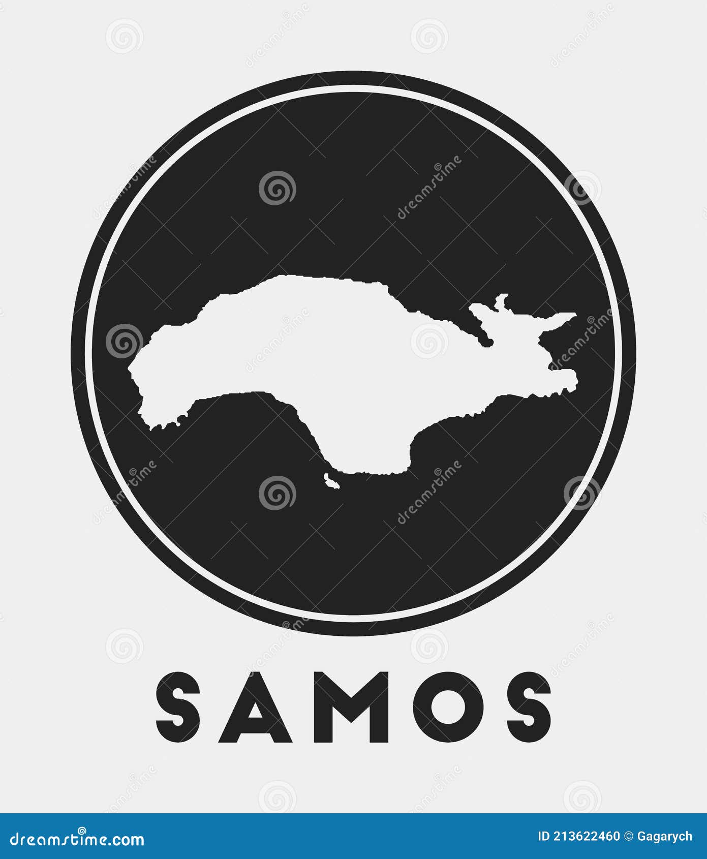 Samos Round Rubber Stamp With Island Map.. Cartoon Vector ...