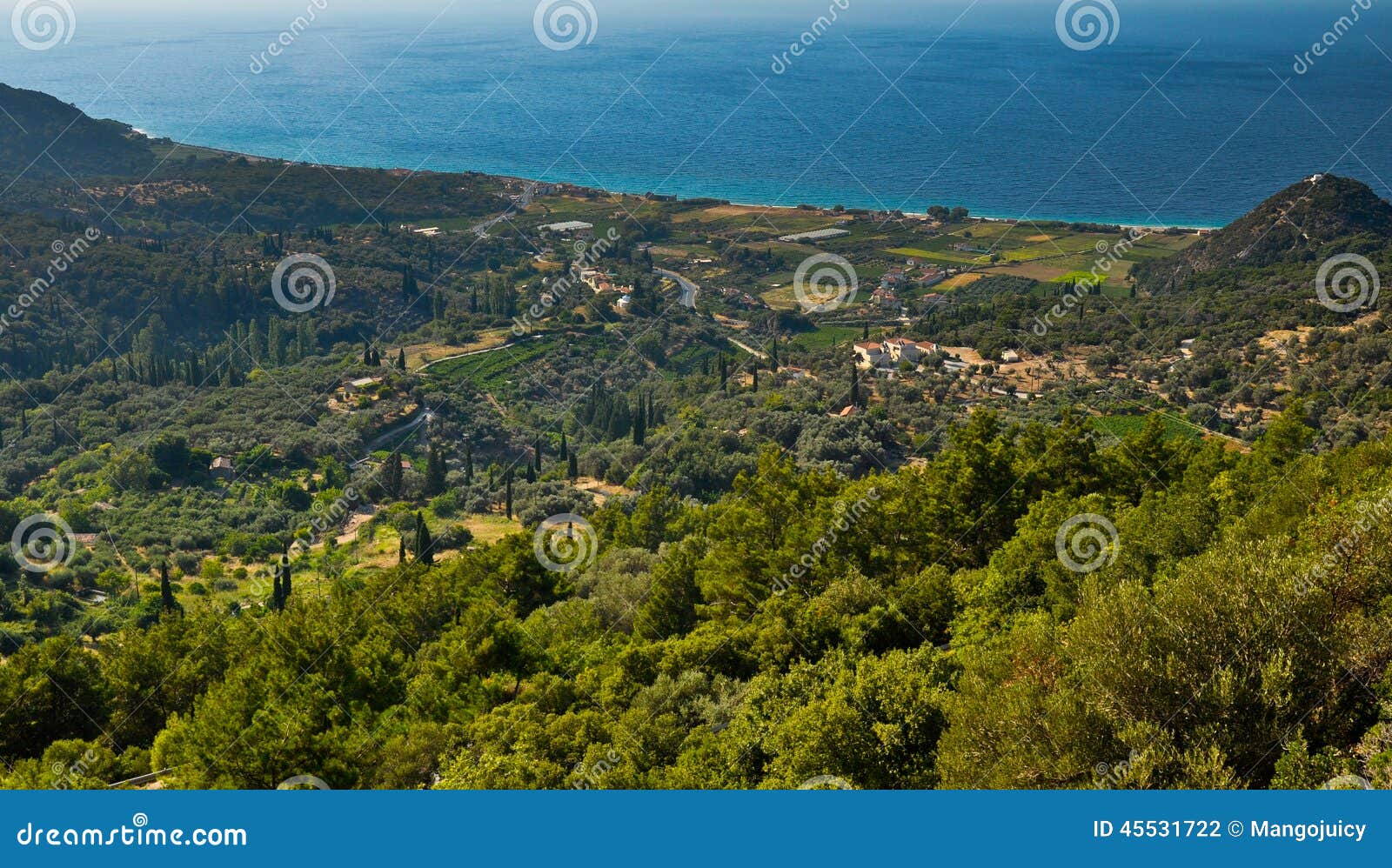 Samos Island North Coast Panorama Stock Photo - Image of greek, hill ...