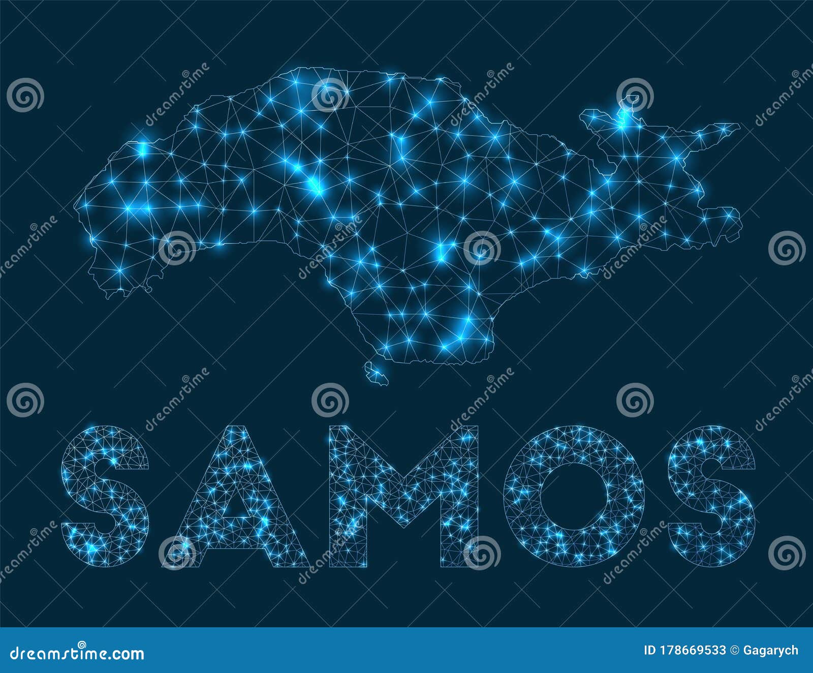 Samos network map. stock vector. Illustration of crystal - 178669533