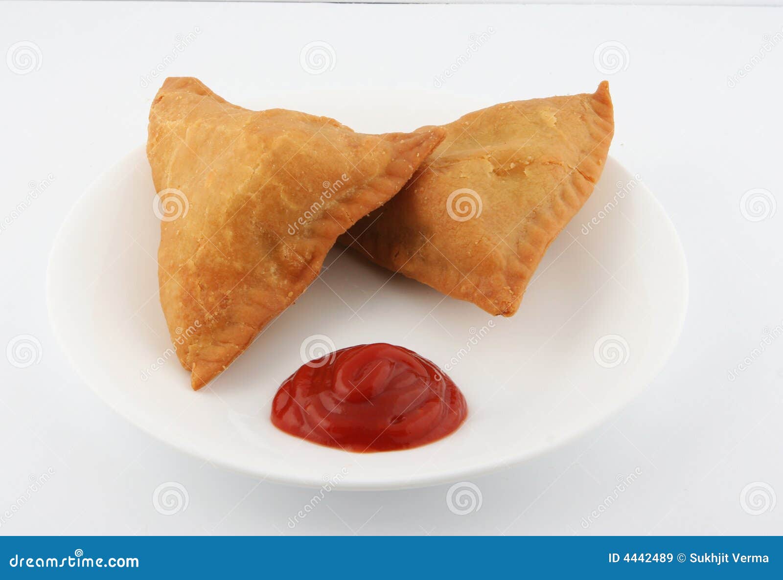 Samosa stock image. Image of lunch, plate, ketchup, meat - 4442489