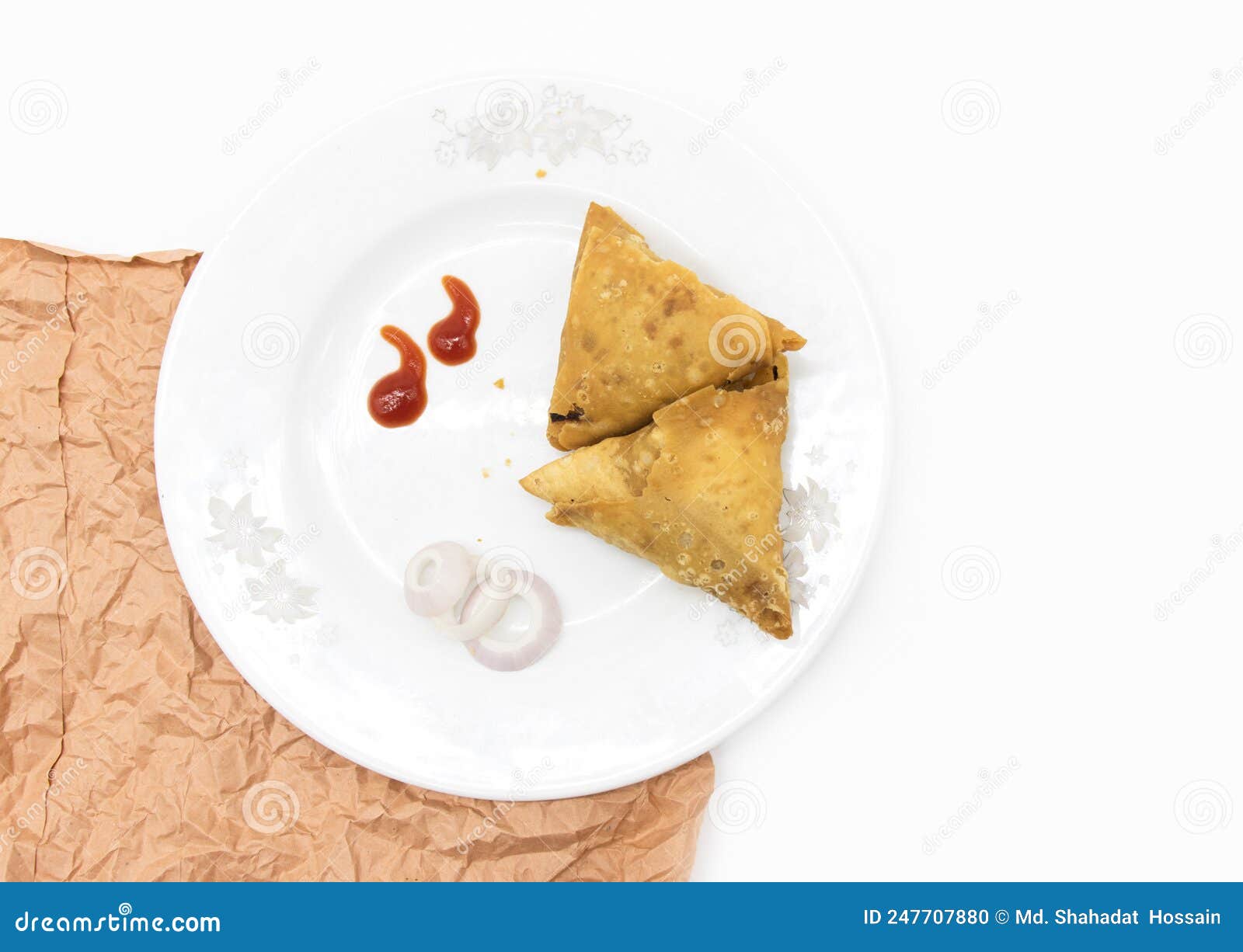Samosa Isolated on White Background, Top View Stock Photo - Image of ...