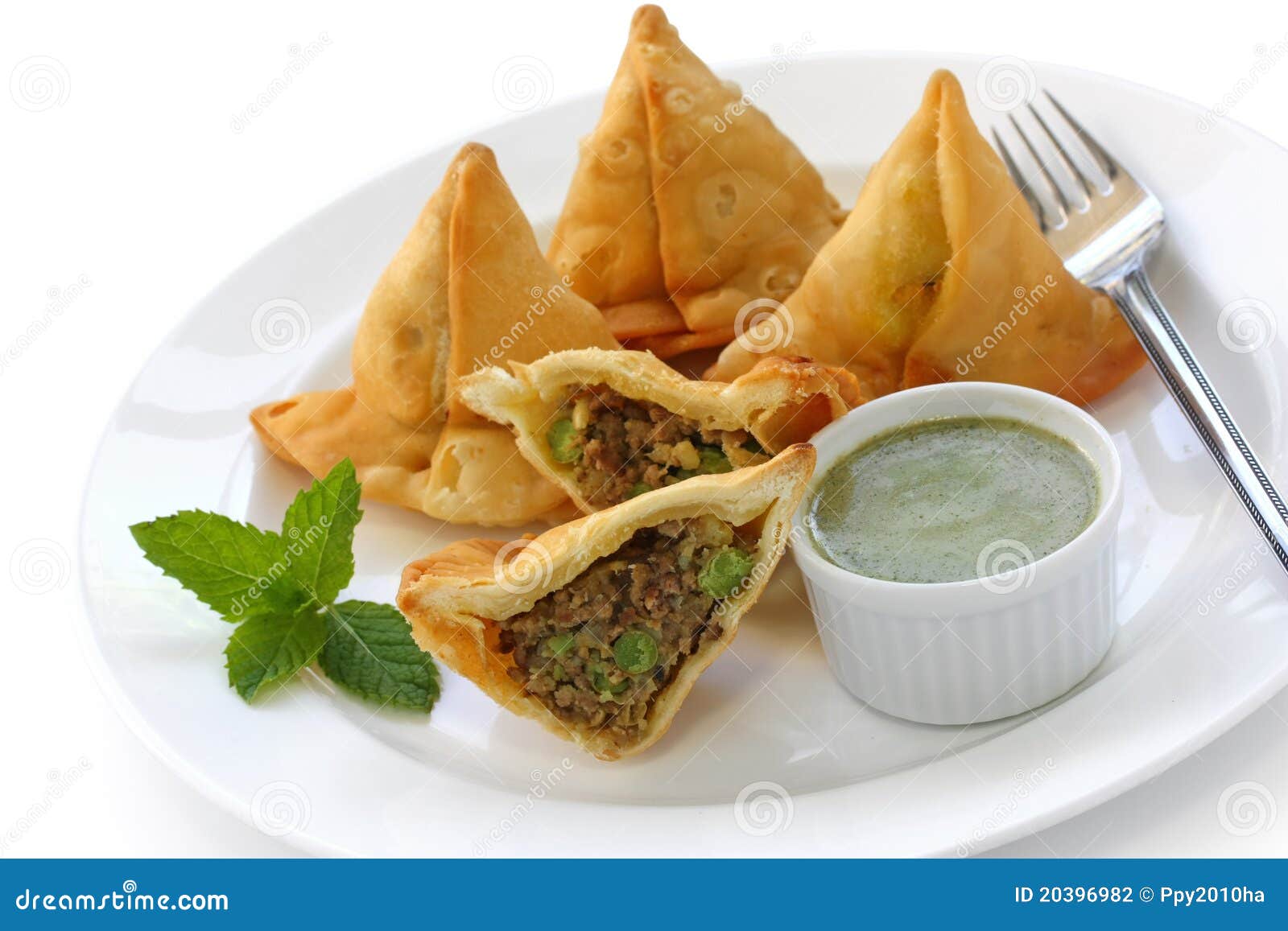 Samosa with mint chutney stock photo. Image of potato - 20396982