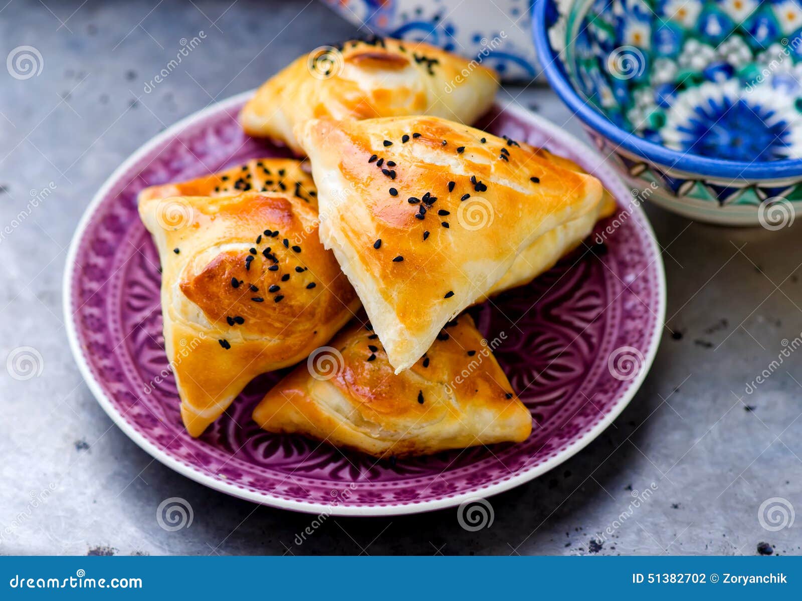Samosa on a plate. stock photo. Image of indian, samosas - 51382702