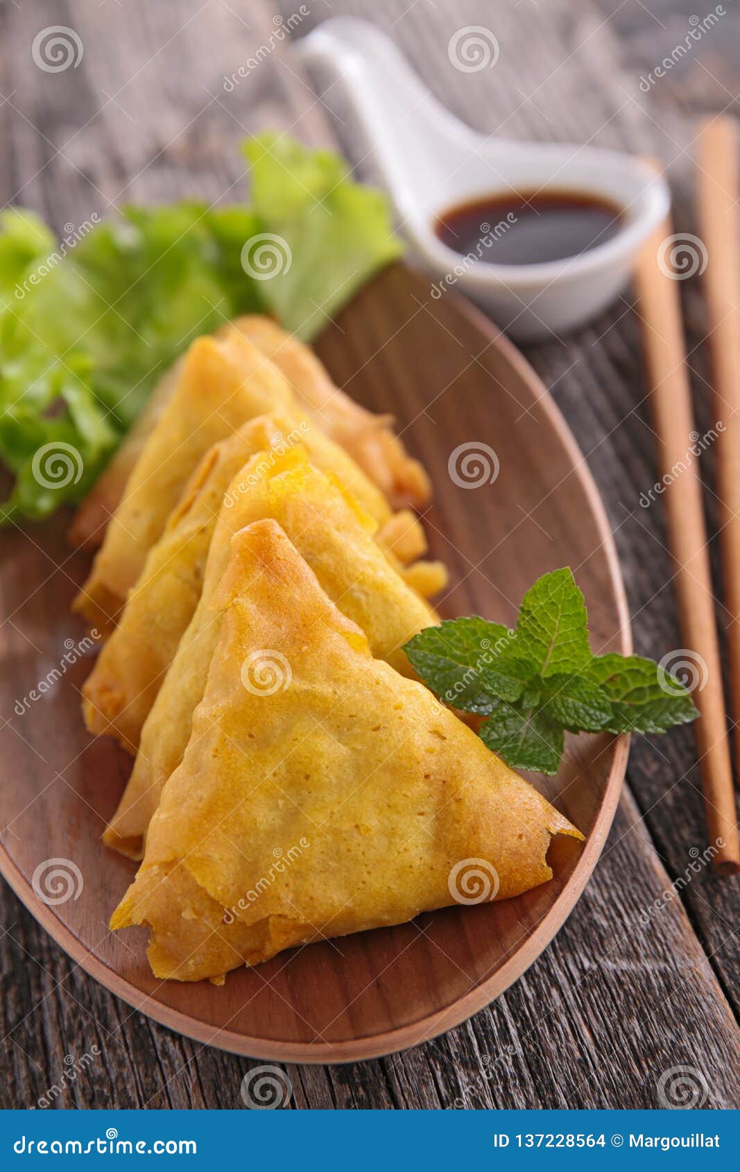 Samosa and soy sauce stock photo. Image of epicure, sauce - 137228564