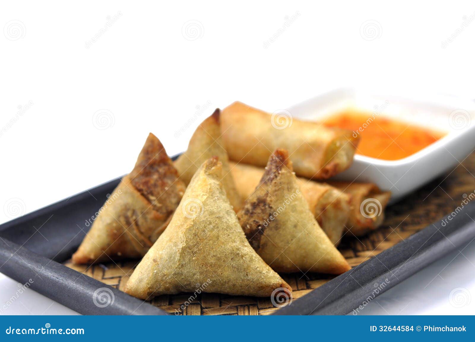 Samosa and Spring roll stock photo. Image of crispy, cholesterol - 32644584