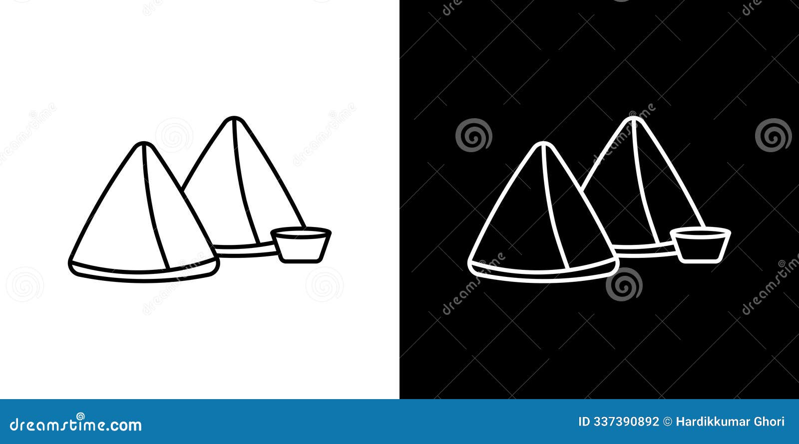 Samosa Thin Line Vector Icon Set Stock Illustration - Illustration of ...