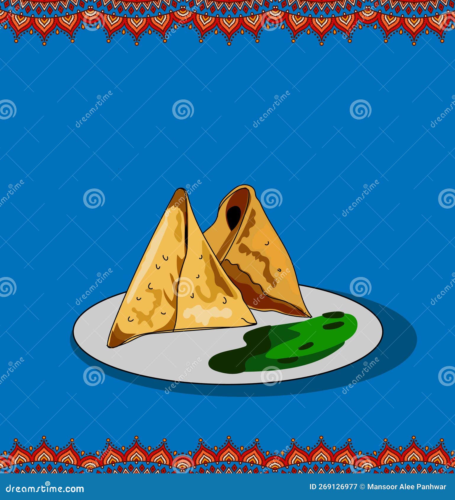 Samosa Vector illustration stock vector. Illustration of text - 269126977