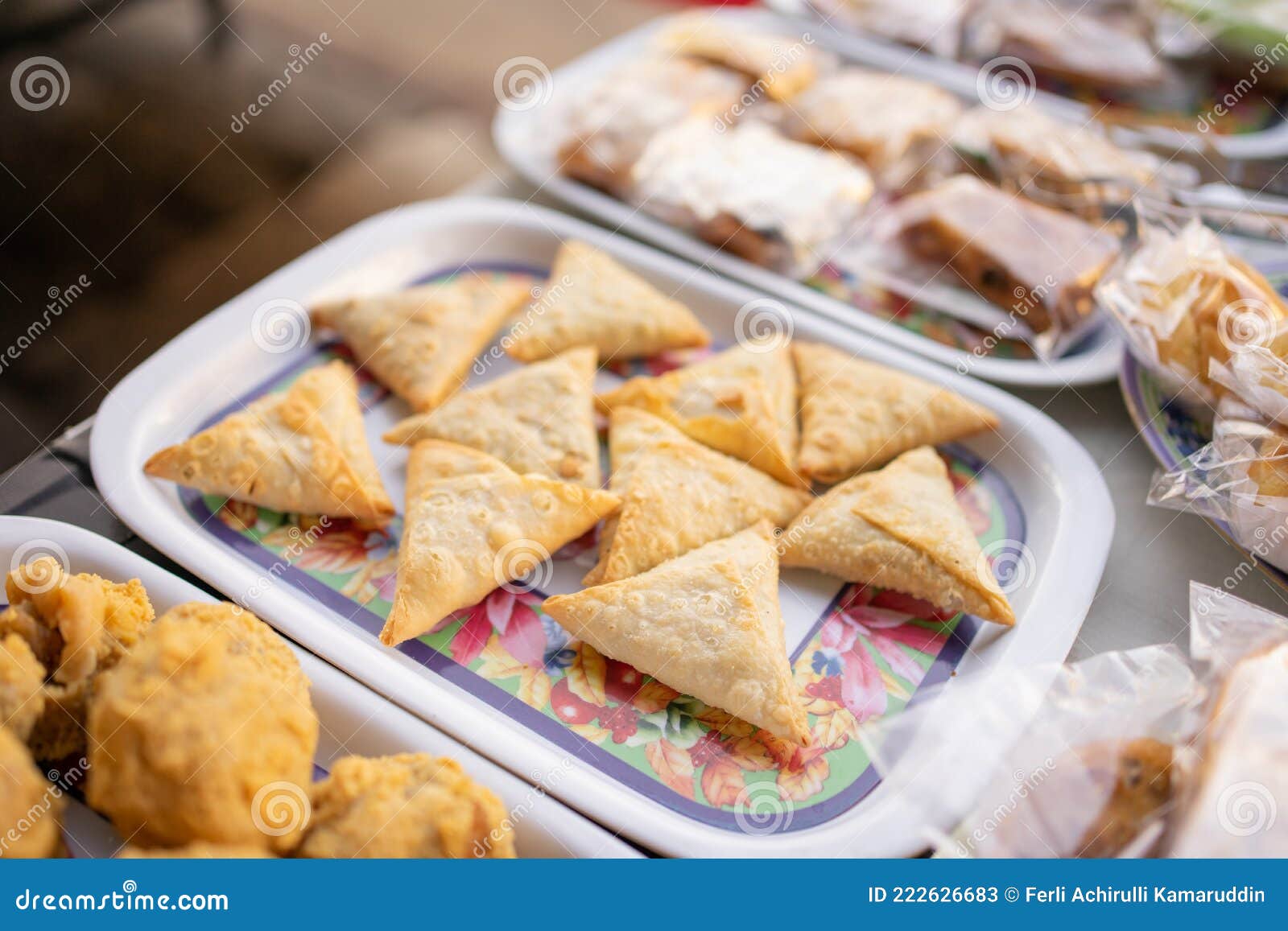 Samosas on a Serving Plate on the Table Stock Image - Image of asia ...