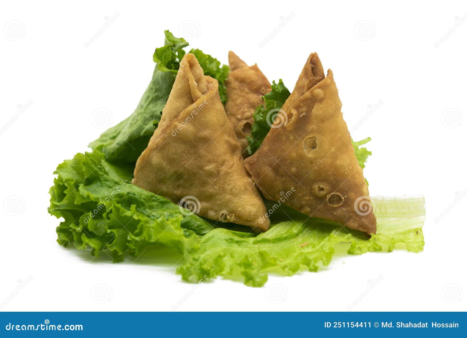 Samosas and Vegetables Isolated on White Background Stock Image - Image ...
