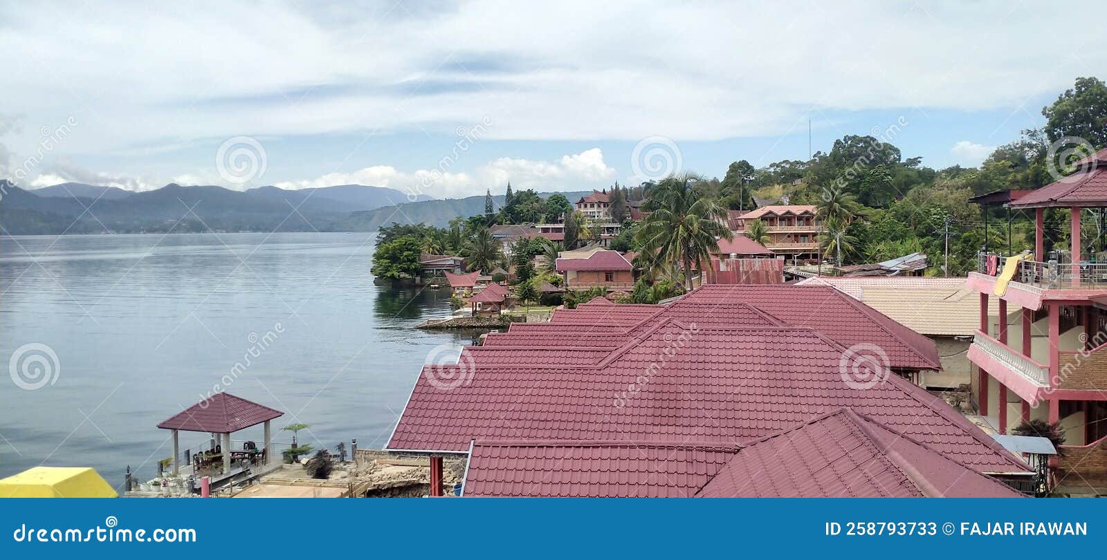 Samosir Hotel at Lake Toba stock image. Image of property - 258793733