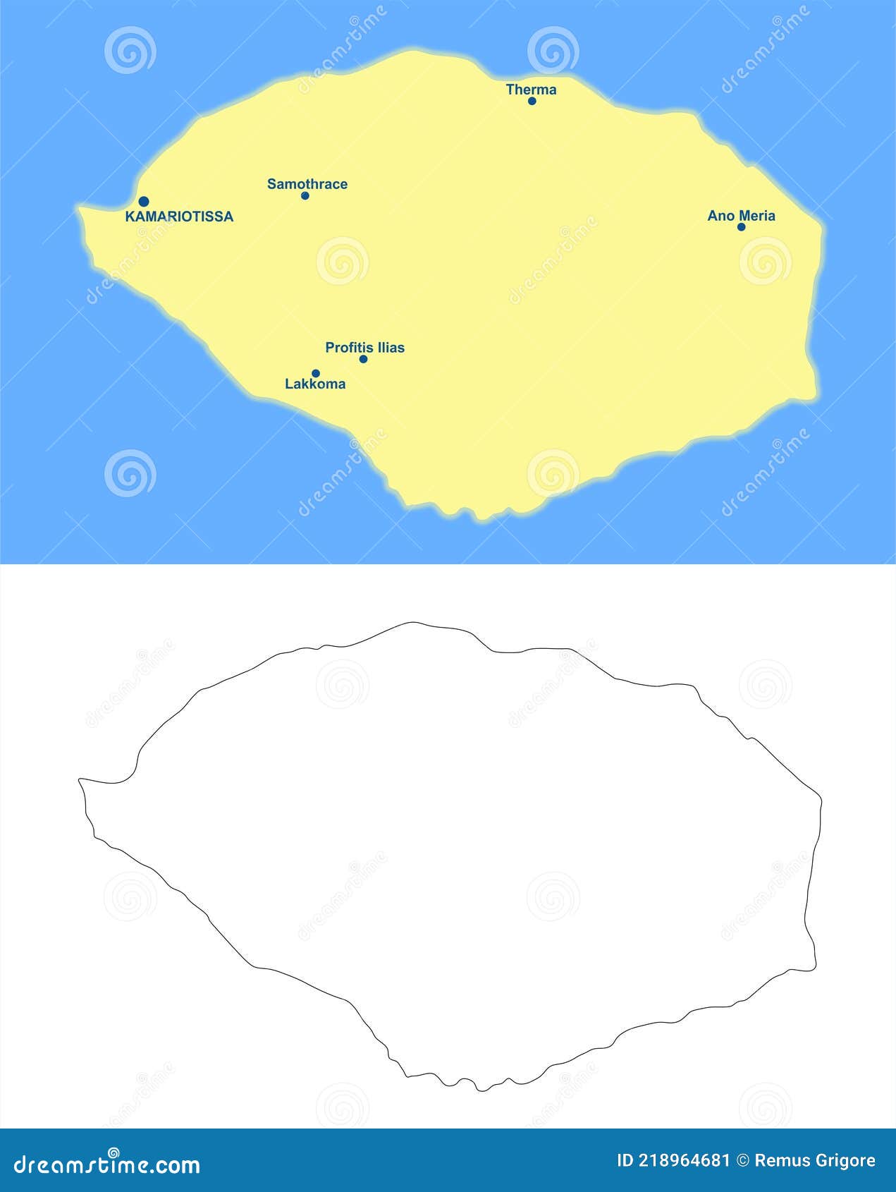 Samothrace Island Map - Cdr Format Cartoon Vector | CartoonDealer.com ...