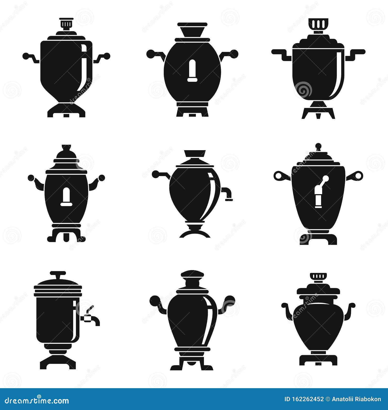 Samovar Icons Set, Simple Style Stock Vector - Illustration of graphic ...