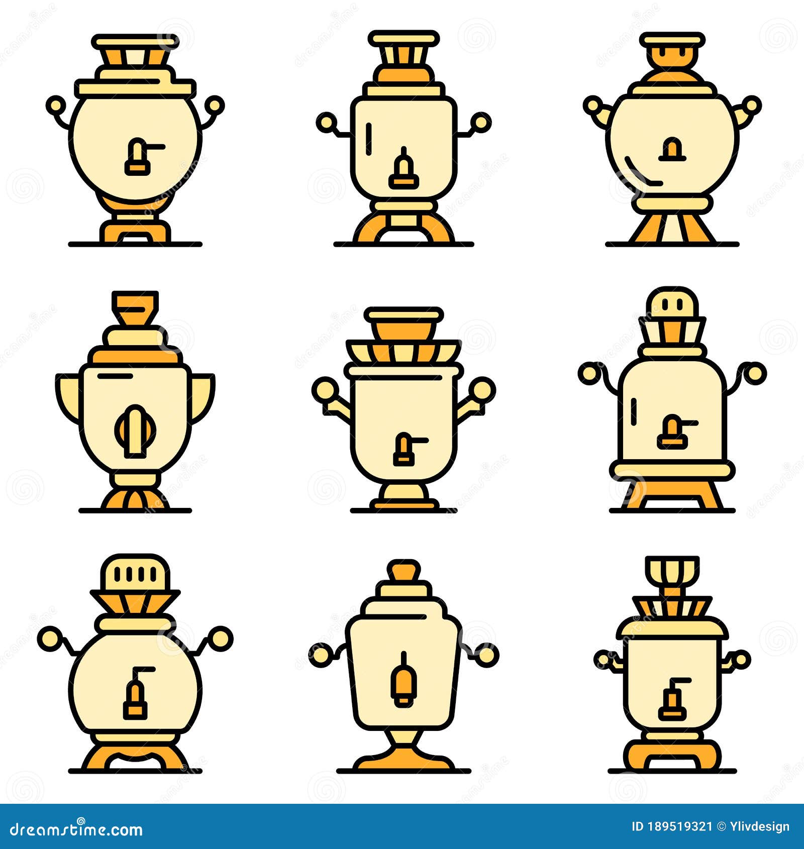 Samovar icons vector flat stock vector. Illustration of national ...