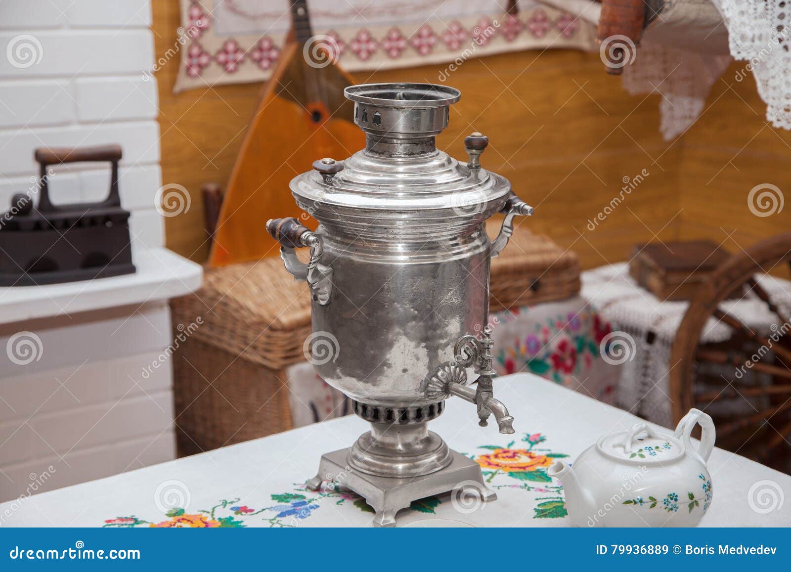 The samovar on the table stock image. Image of traditional - 79936889