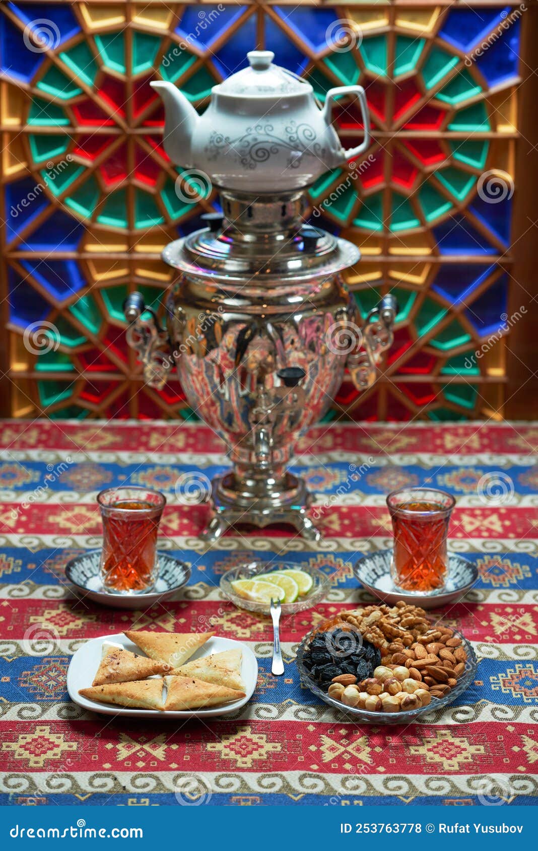 Samovar Tea with Azerbaijani Sweets for Tea. Stock Photo - Image of ...
