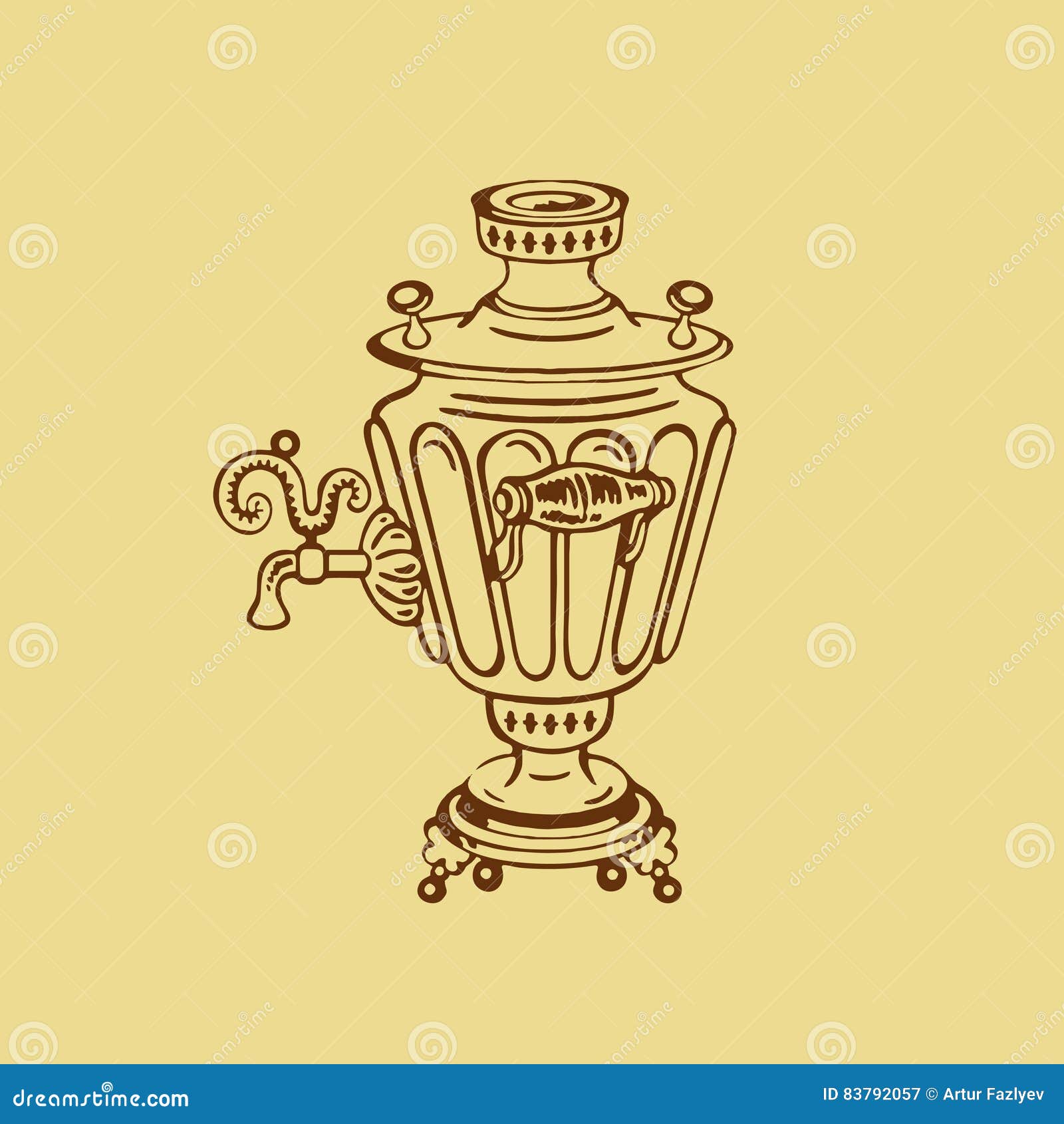 Samovar. Vector Illustration on a Stock Vector - Illustration of hand ...