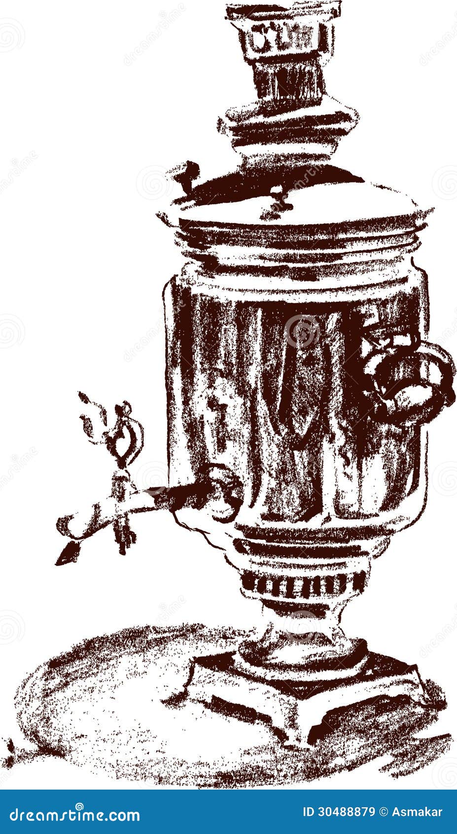 Samovar stock vector. Illustration of kettle, dishes - 30488879