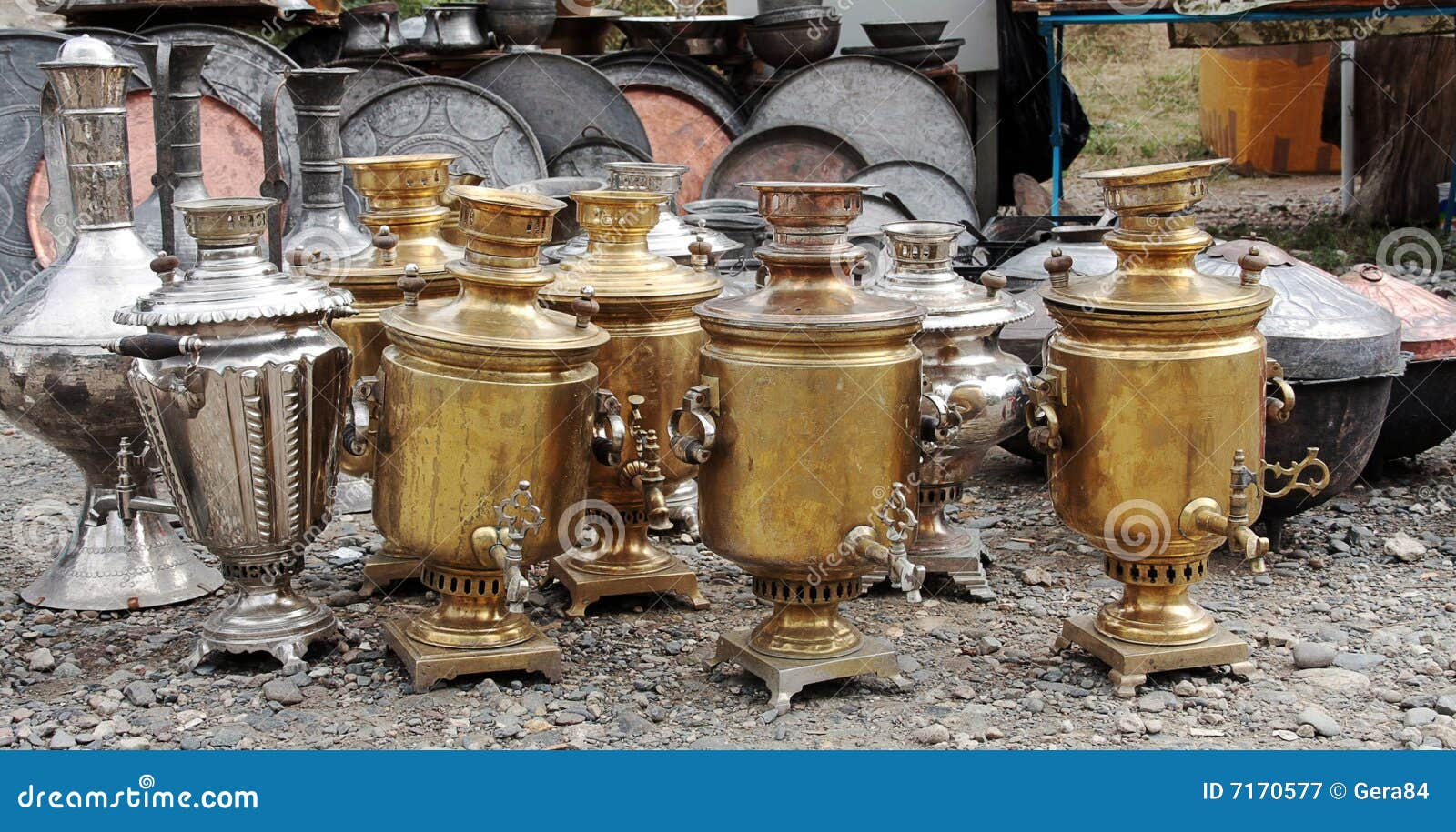 Samovars stock image. Image of utensils, shining, exhibition - 7170577