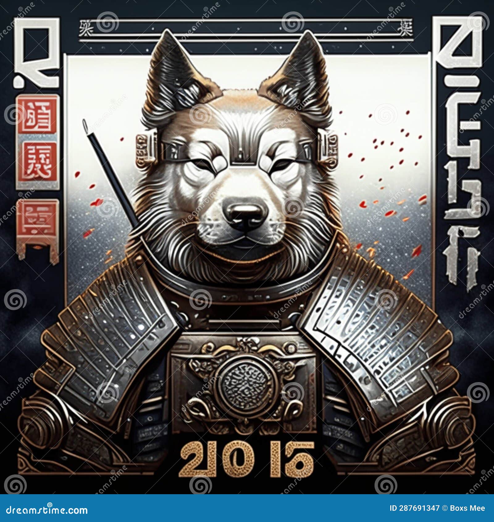 Samoyed Dog in the Armor of the Knight. Vector Illustration Stock ...