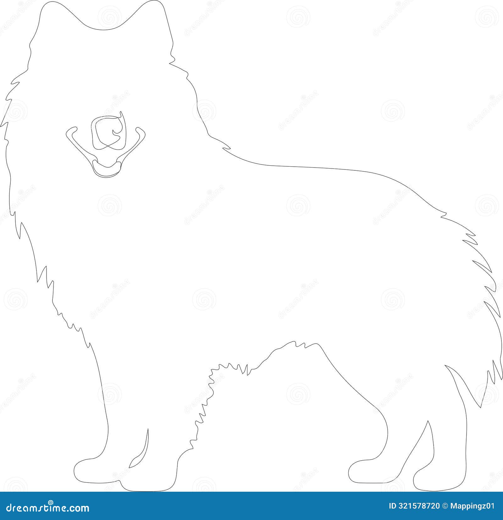 Samoyed Outline Silhouette Generative Ai Stock Vector - Illustration of ...
