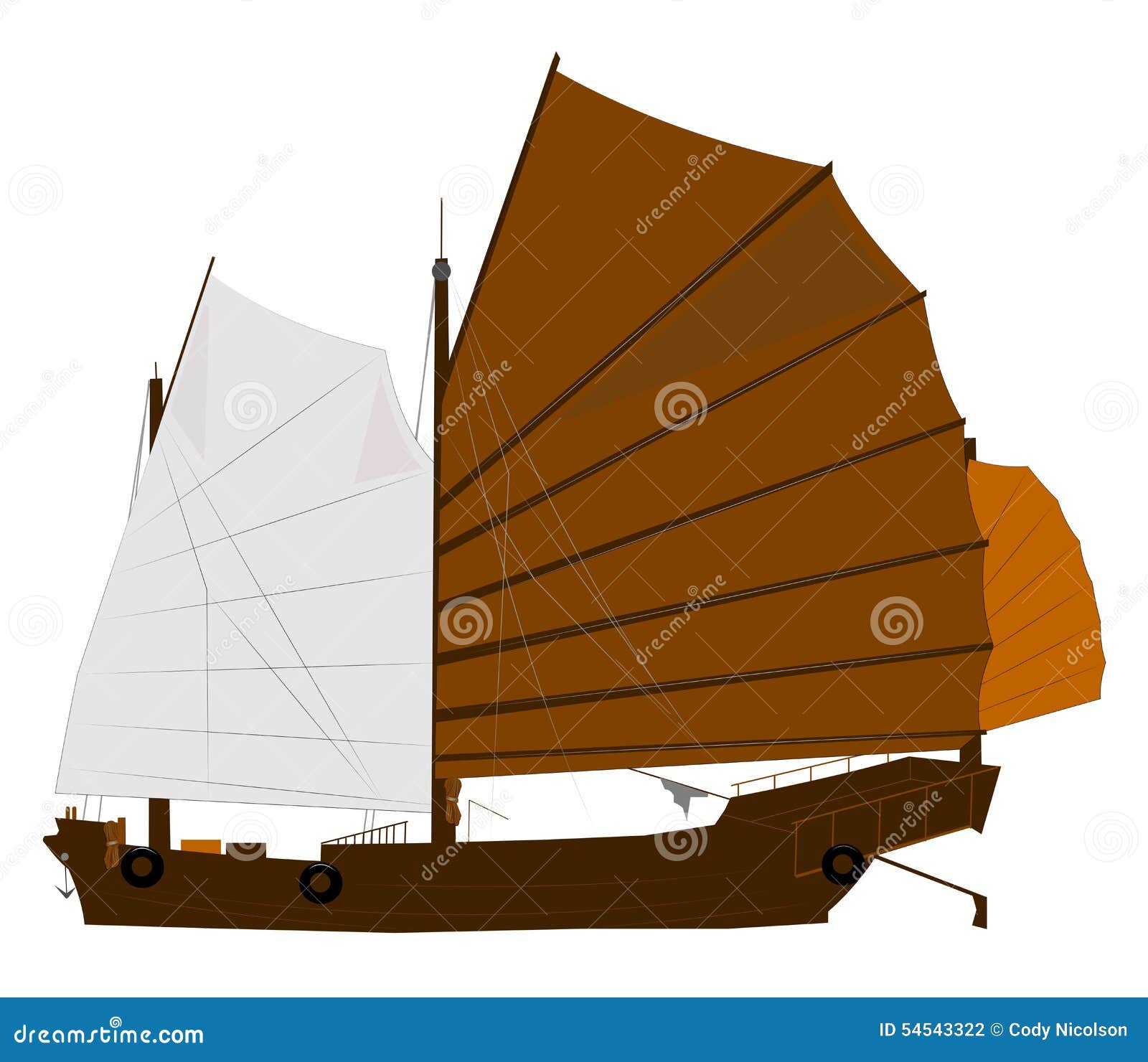 Sampan stock illustration. Illustration of boat, bumpers - 54543322