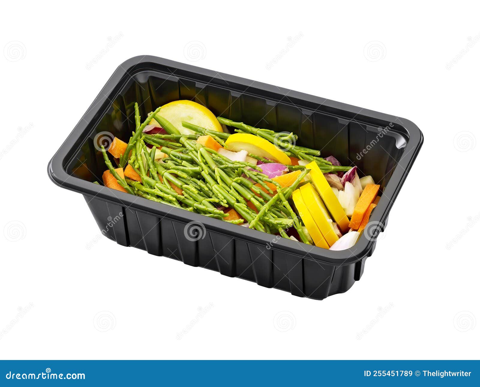 Samphire and Spring Onion Zucchini in a Plastic Tray, Isolated on White ...