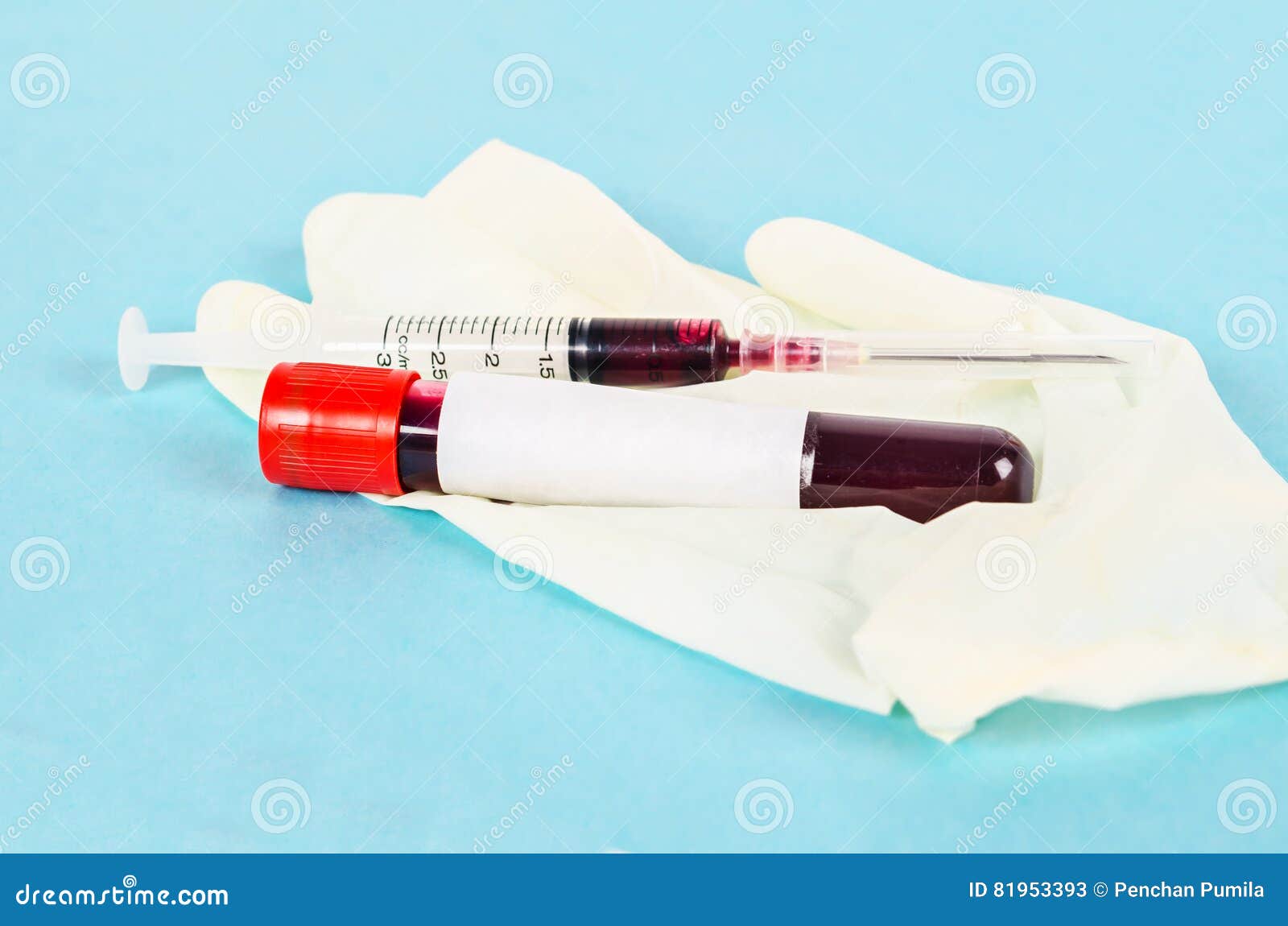Sample Blood for Screening Test and Syringe. Stock Image - Image of ...