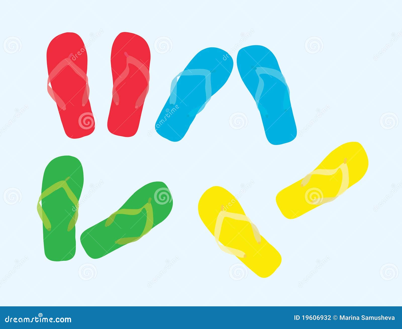 The Sample of Color Summer Beach Slippers Stock Vector - Illustration ...