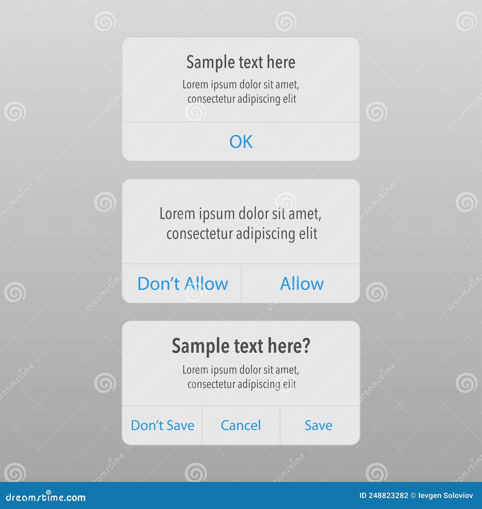 Sample Information Message Set Stock Vector - Illustration of alert ...