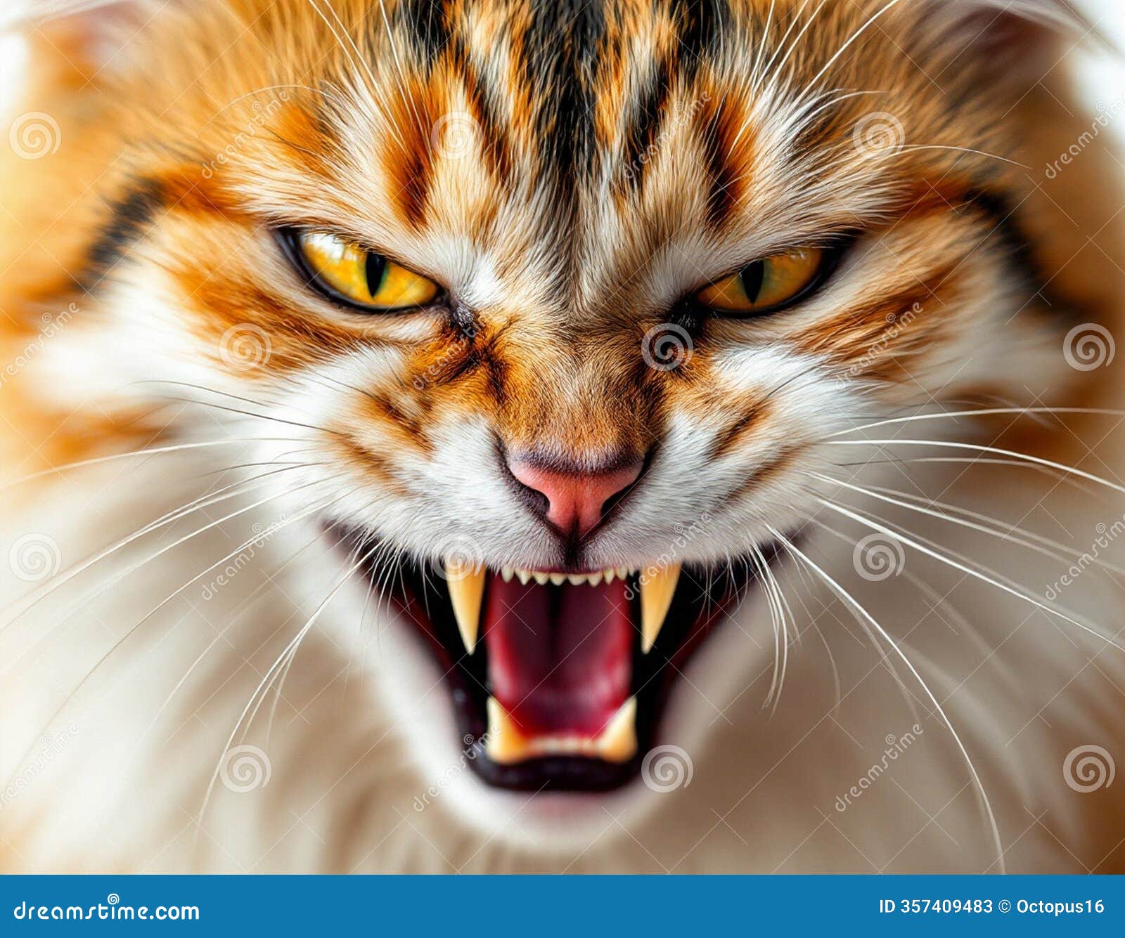 Close-up of an Angry Ginger Cat Baring Its Teeth Stock Illustration ...
