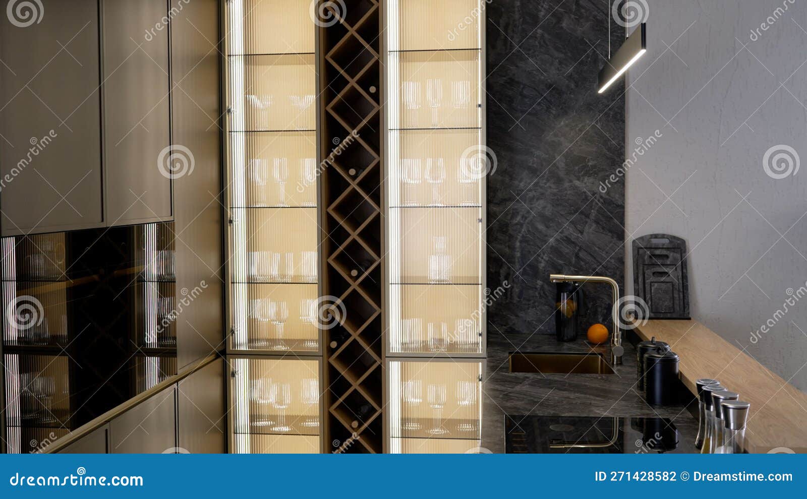 A Sample of a Kitchen Set in a Furniture Salon. Modern Kitchen Set in a ...