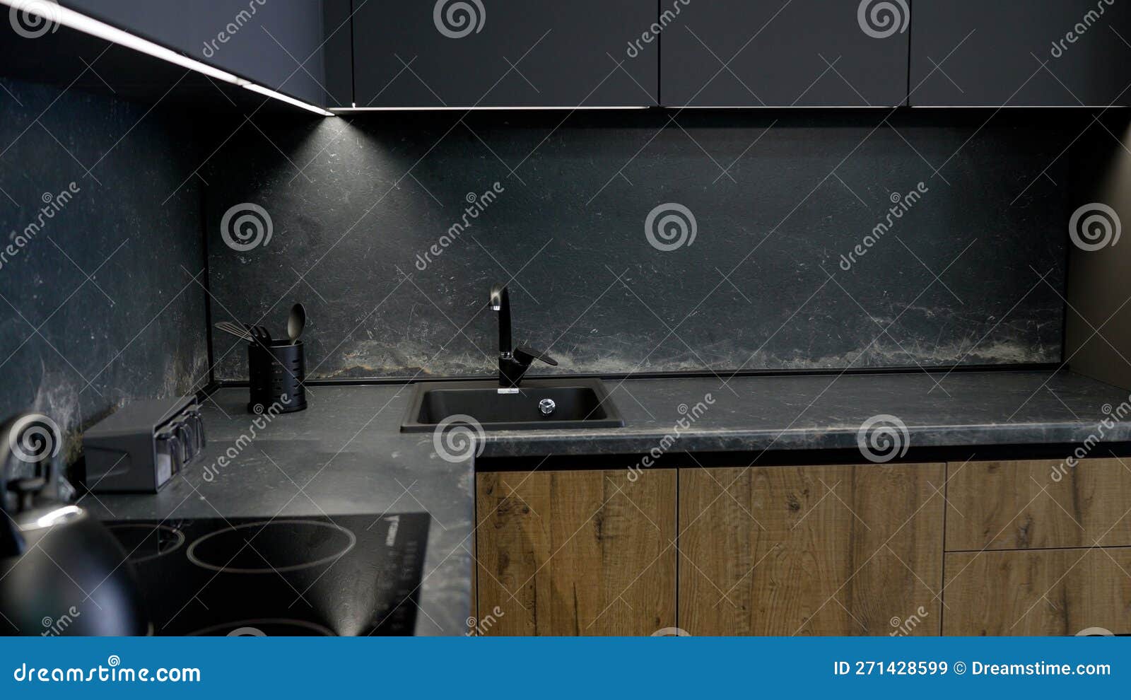 A Sample of a Kitchen Set in a Furniture Salon. Modern Kitchen Set in a ...