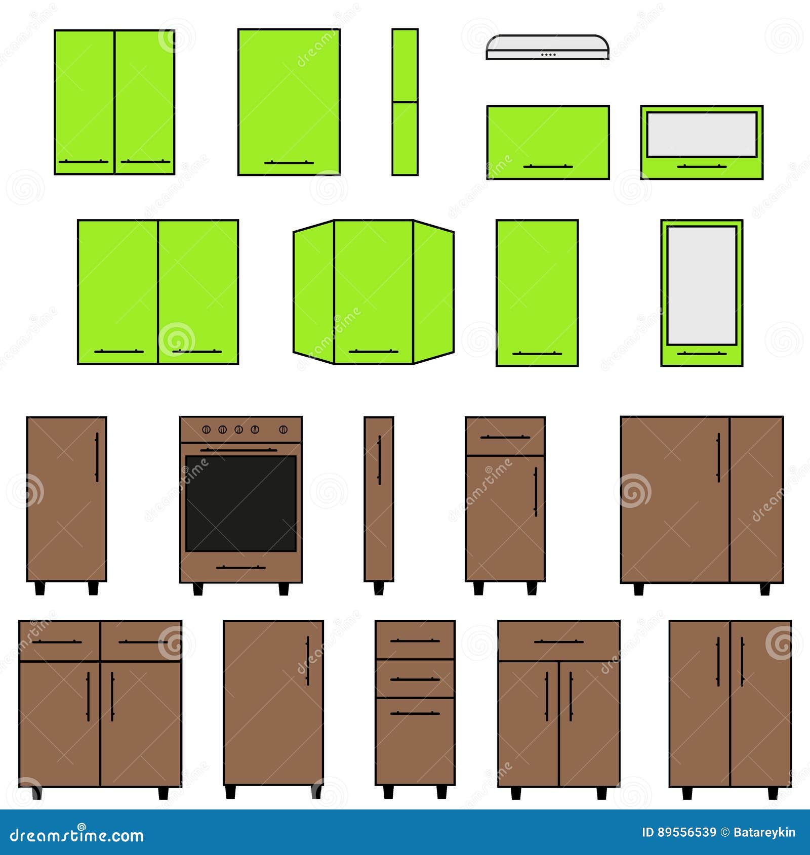 Sample of Modular Kitchen Objects. Stock Illustration - Illustration of ...