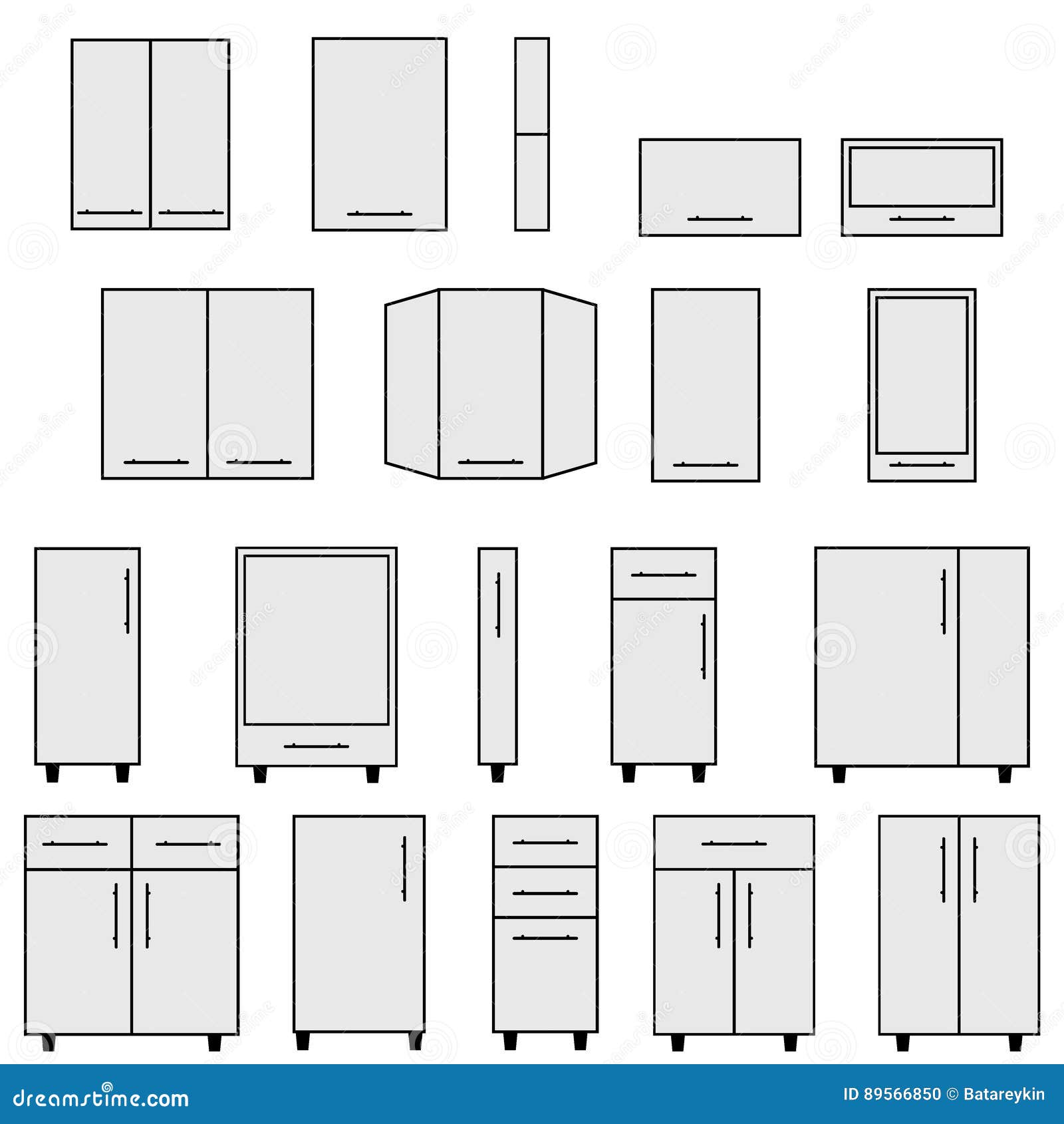Sample of Modular Kitchen Objects. Stock Illustration - Illustration of ...