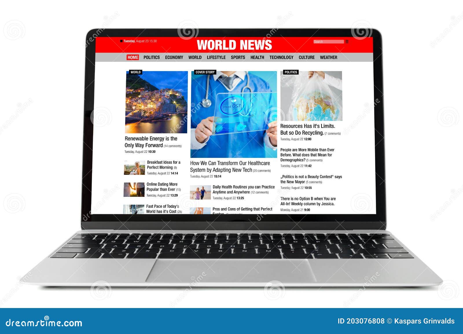 Sample News Website Shown on Laptop Stock Photo - Image of laptop ...